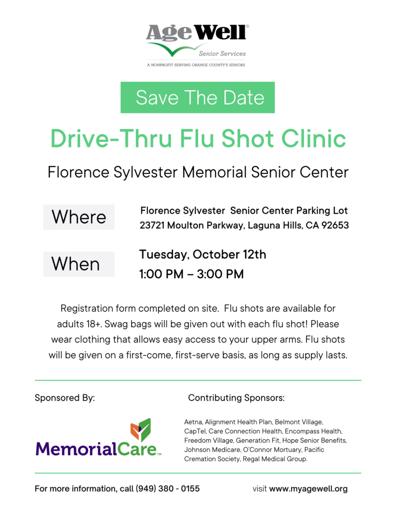 Drive-Thru Flu Shot Clinic! | Age Well Senior Services