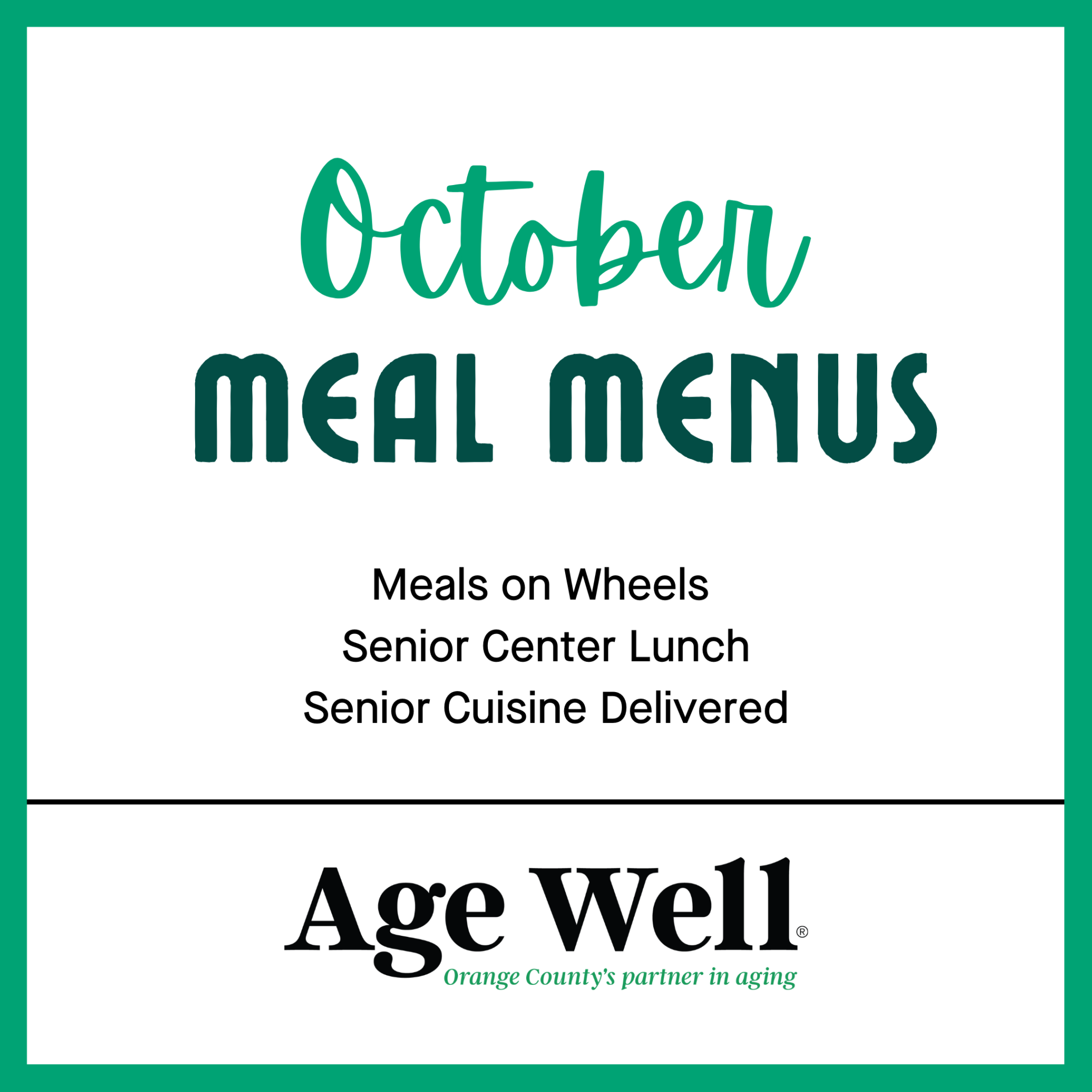 October Menus | Age Well Senior Services