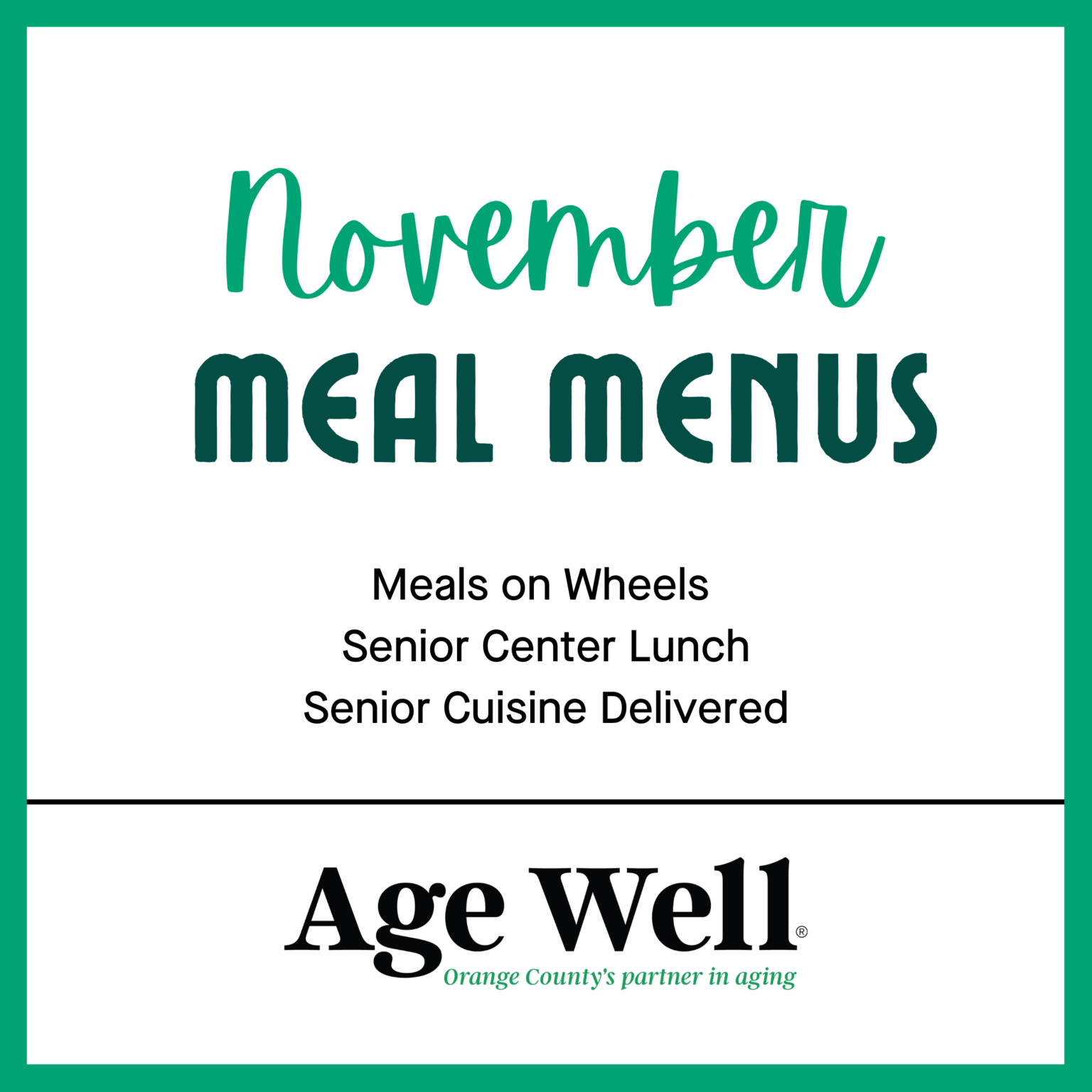 November Menus | Age Well Senior Services
