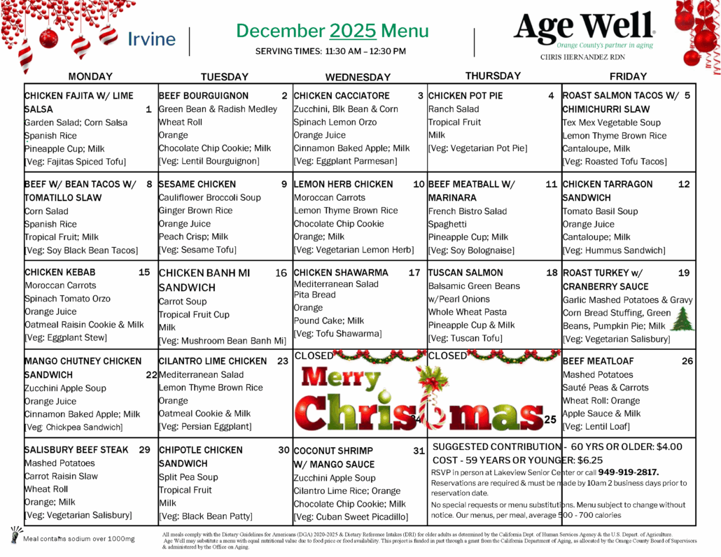 Senior Center Lunch | Age Well Senior Services
