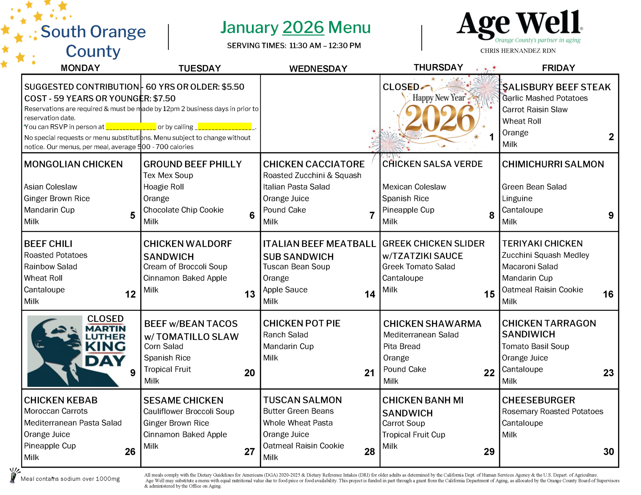 Senior Center Lunch | Age Well Senior Services
