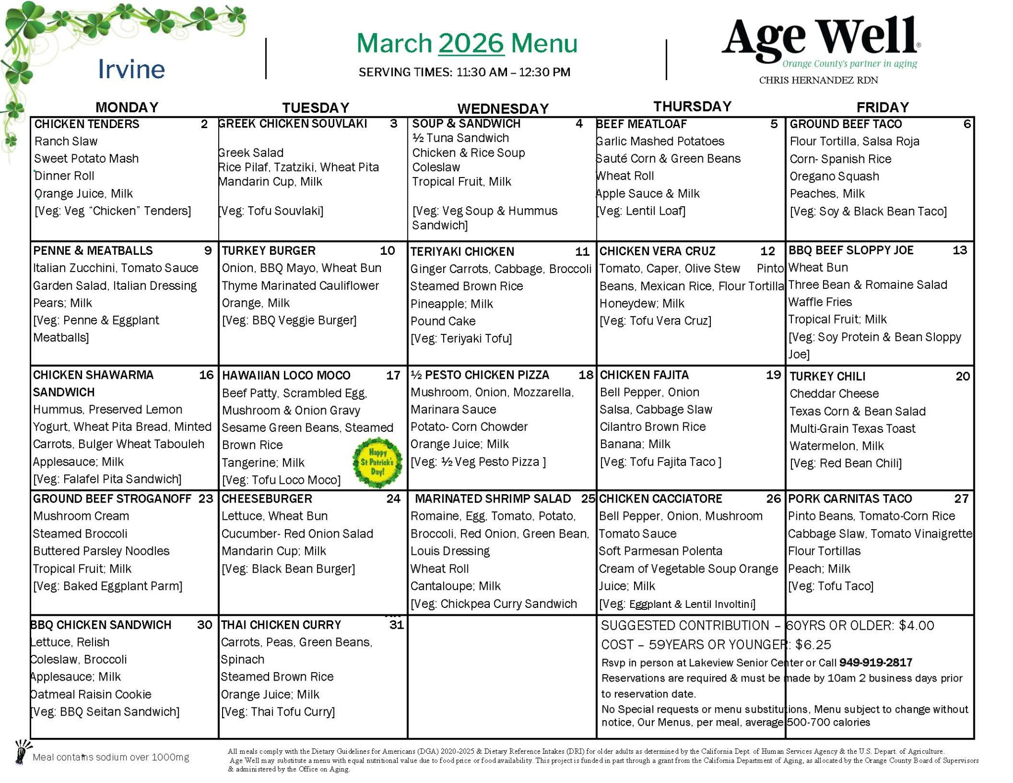 Lakeview Senior Center | Rose Garden Café & Meals on Wheels